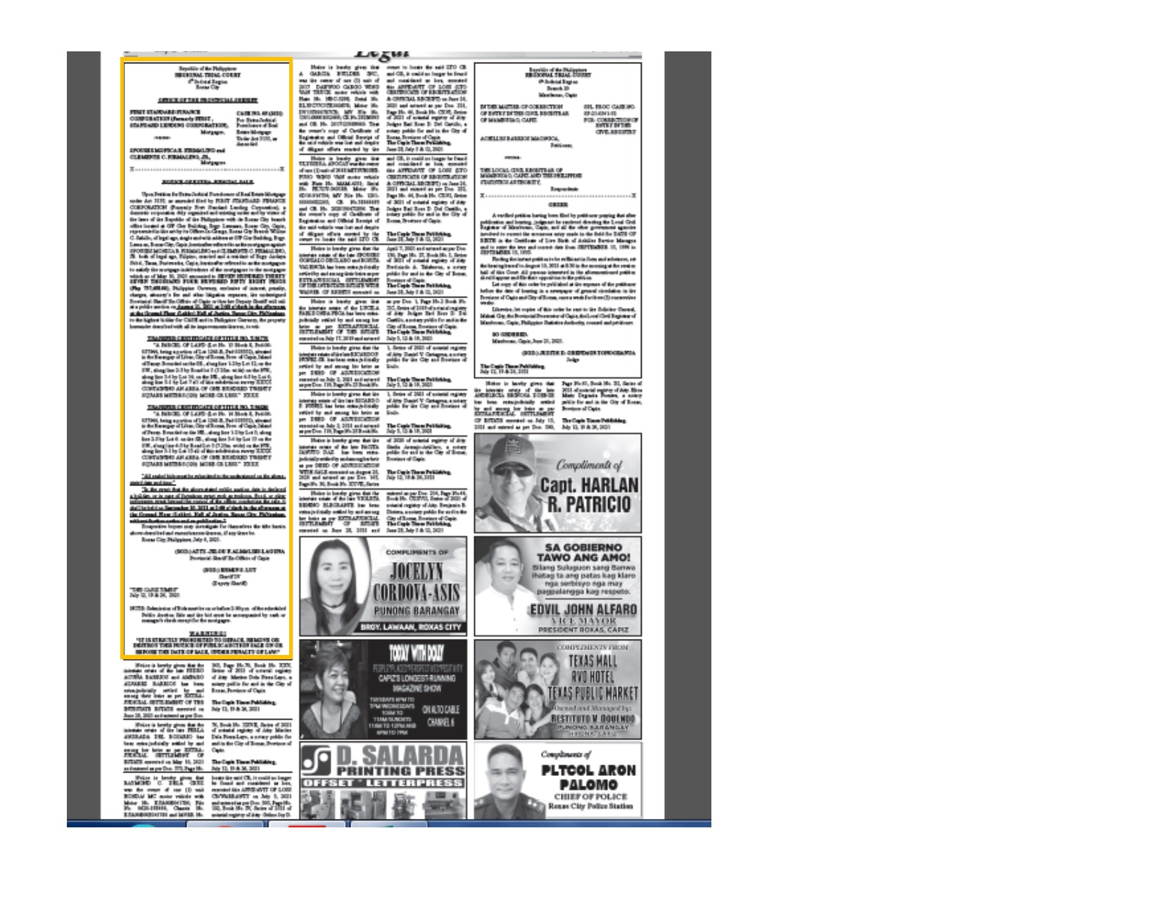 » CASE NO. 05 (2021) Formerly FIRST , STANDARD LENDING CORPORATION