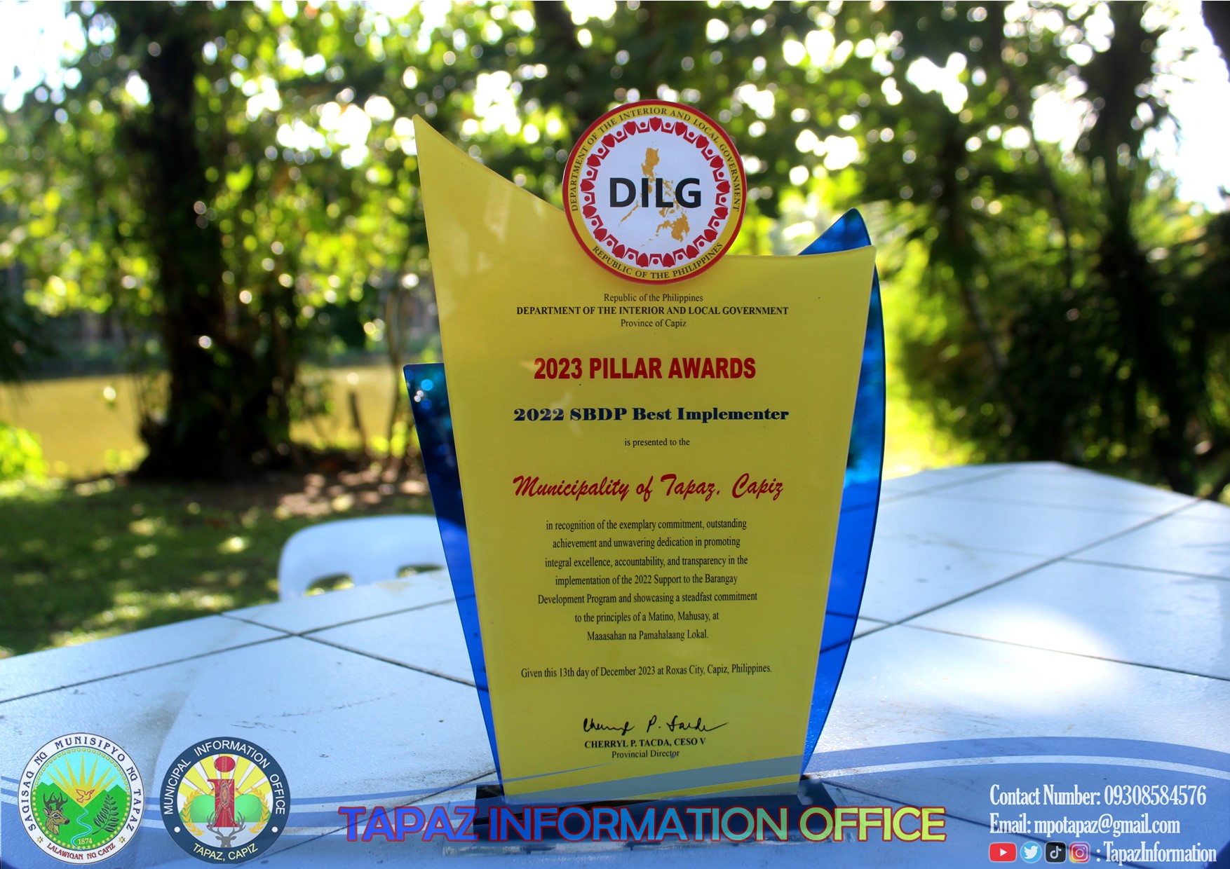 » Tapaz LGU awarded for barangay program
